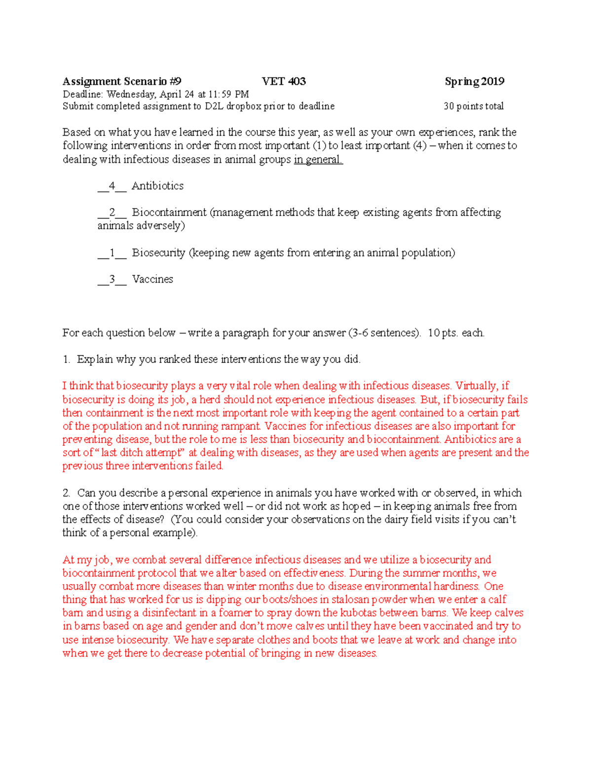 Assignment Scenario 9 2019 - Assignment Scenario VET 403 Deadline ...