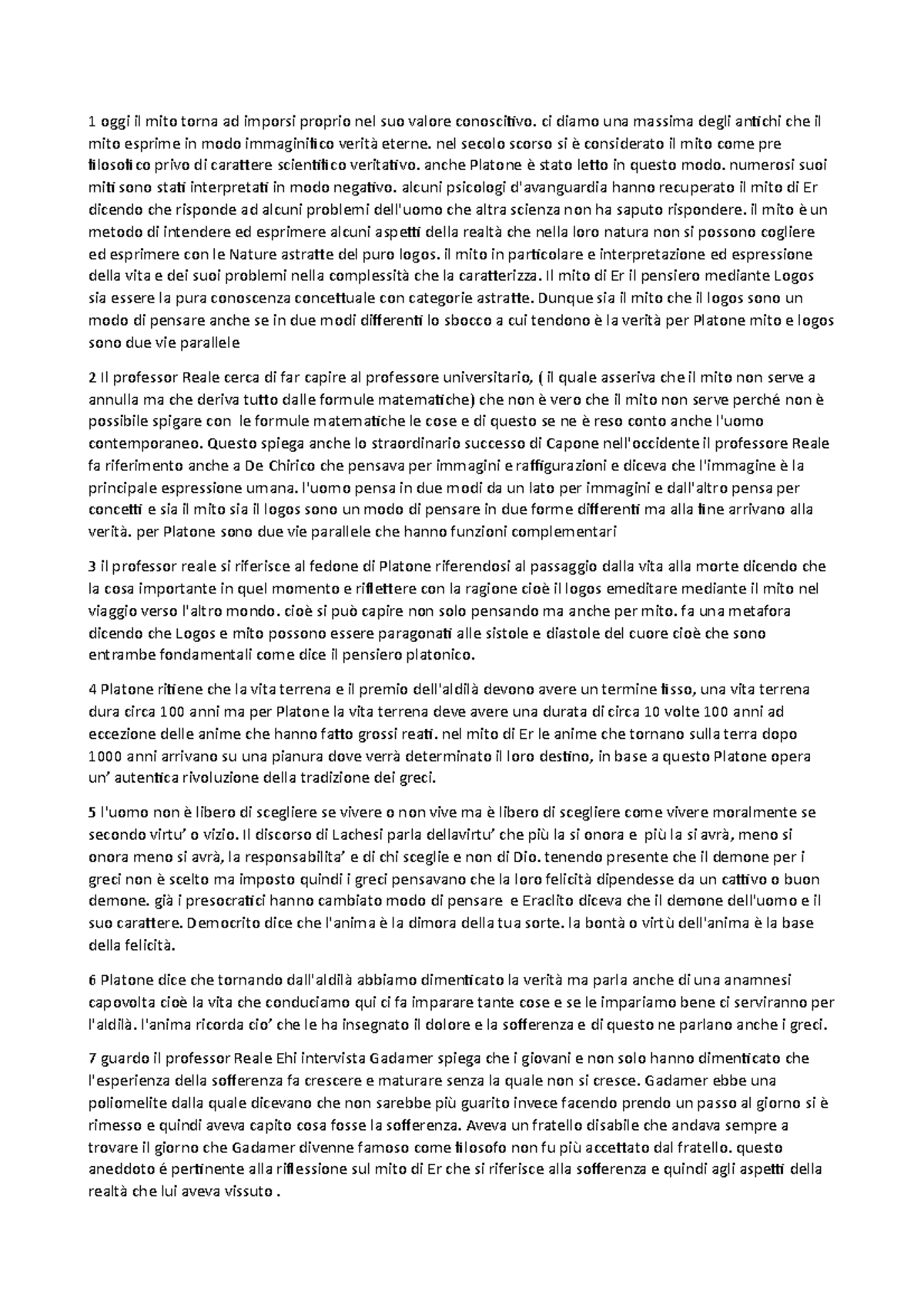 Filosofia lezione di giovanni reale sul mito di er - 1 oggi il mito ...