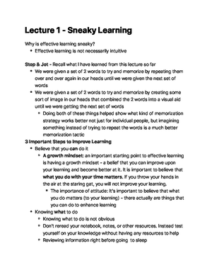 Lecture 2 - Le c t u re 2 Stop & Jot ^We do stop & jot to recall the ...