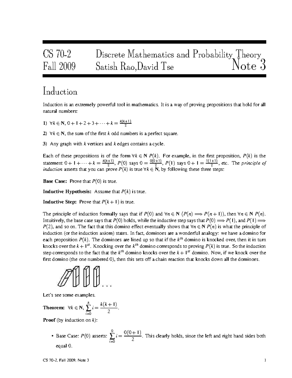 Lecture Notes #3 Fall 2009 - CS 70-2 Discrete Mathematics and ...
