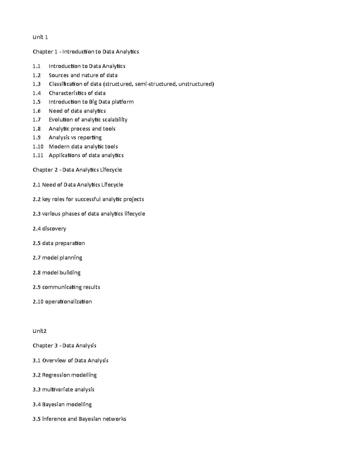 Data Analytics - TOC - Unit 1 Chapter 1 - Introduction to Data ...