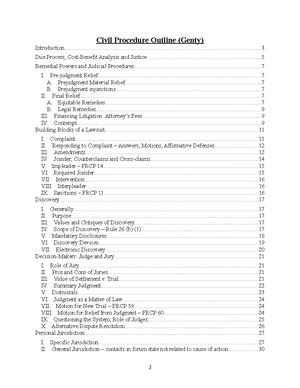 Civil Procedure 1 Law School Outline - L6101 - Studocu
