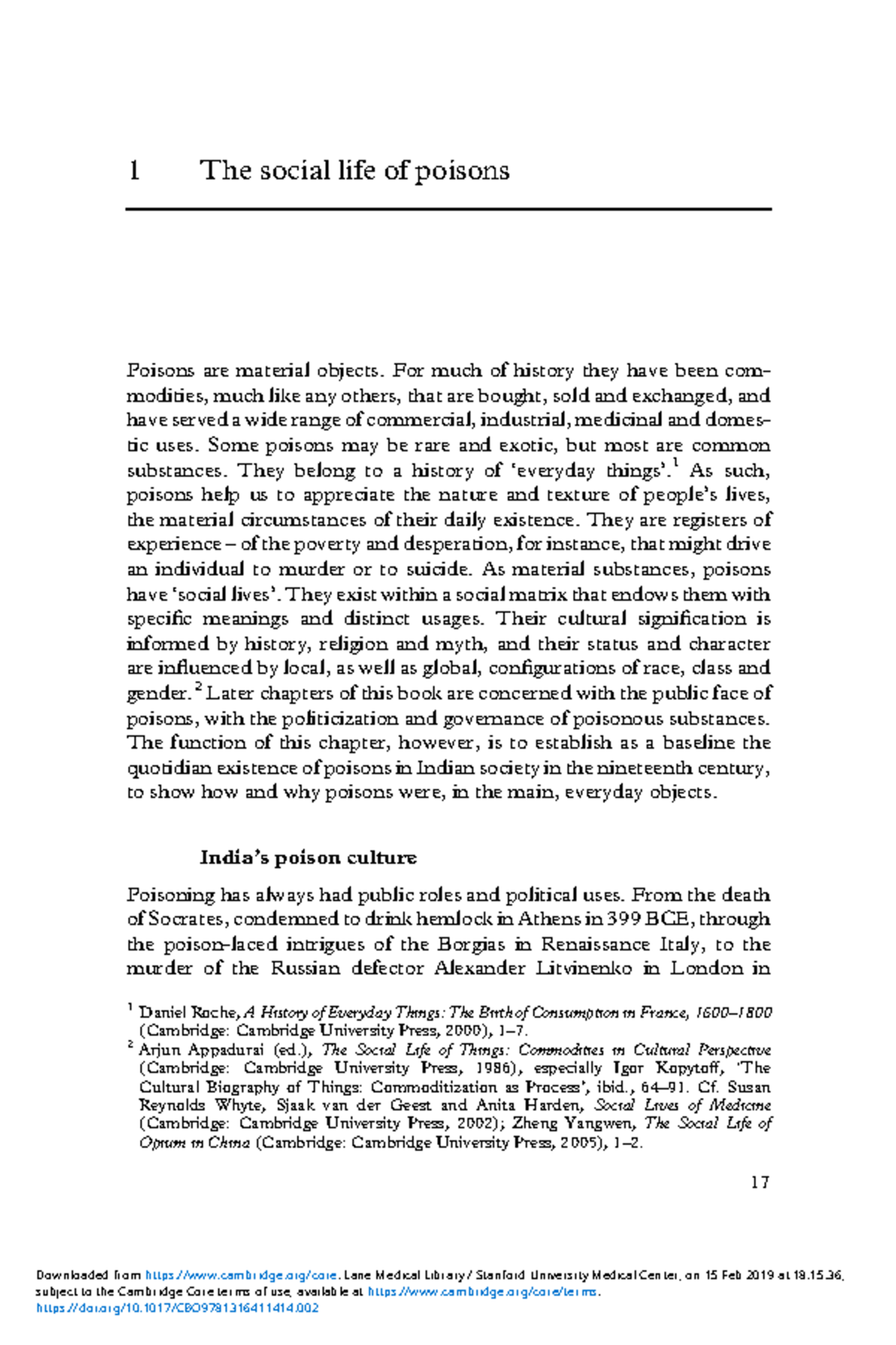 Toxic Histories Ch. 1 - readings - 1 The social life of poisons Poisons ...