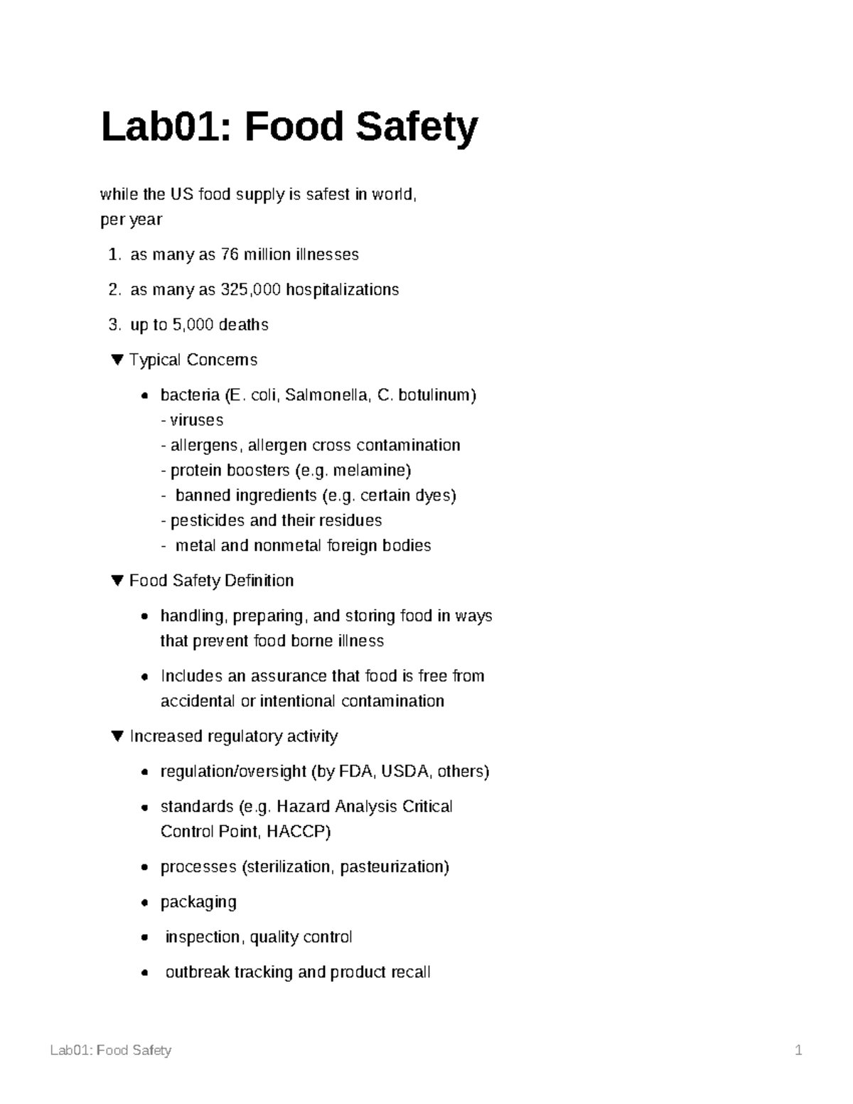 Lab01-Food Safety - Lab01: Food Safety while the US food supply is ...