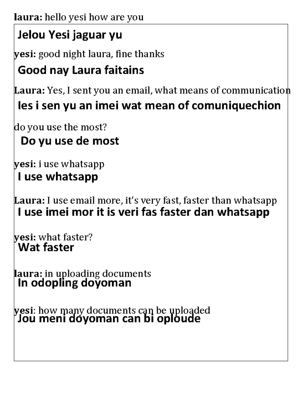 Laura ingles 6 - laura: hello yesi how are you yesi: good night laura ...