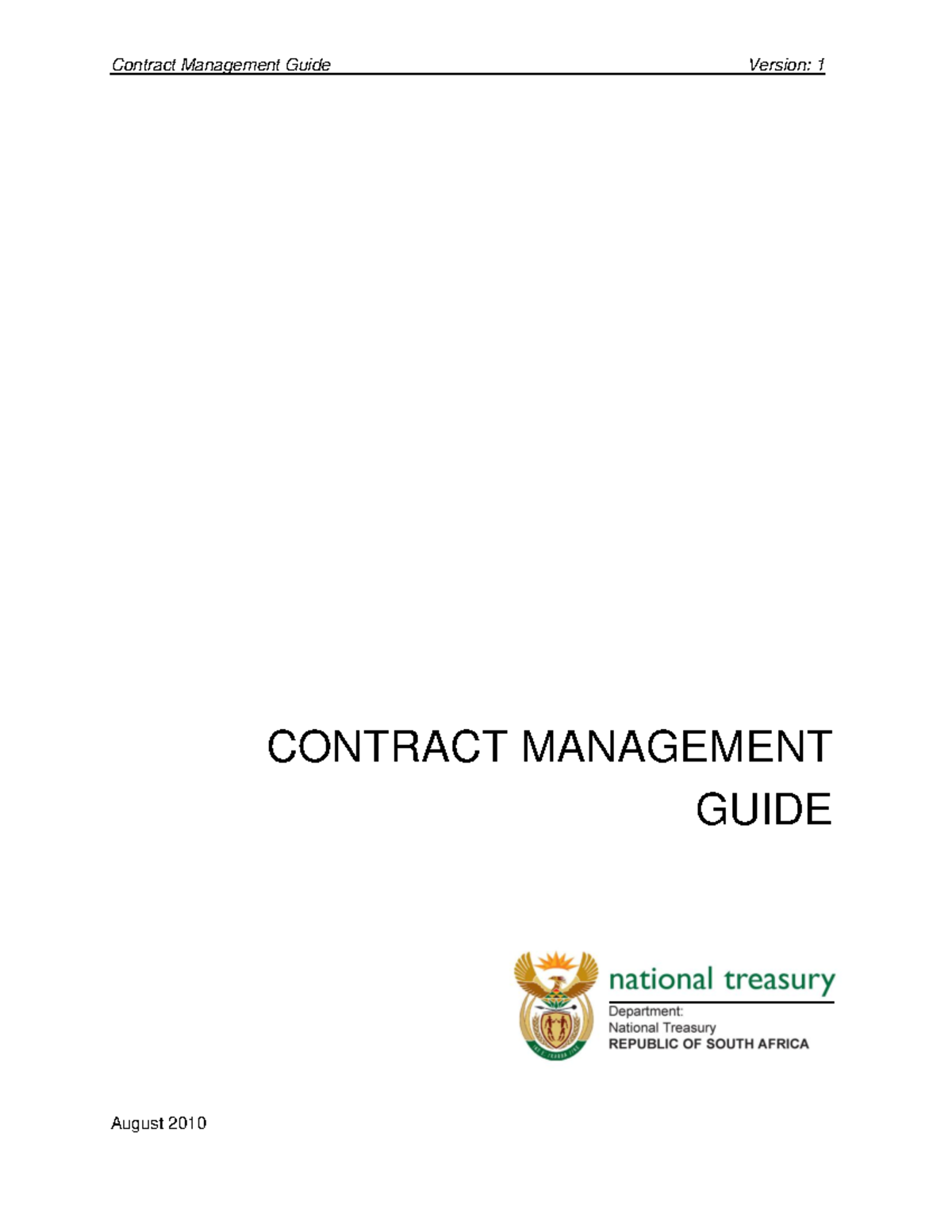 Contract Management Guide - CONTRACT MANAGEMENT GUIDE Table of contents ...