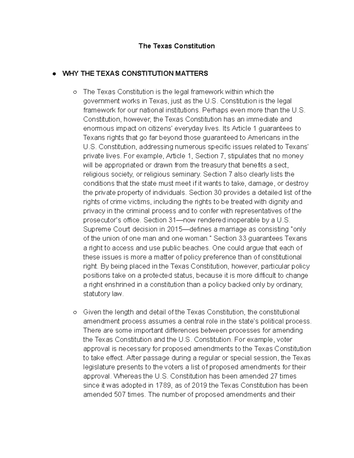 Stu Docu Uploads 2 - Google Docs - The Texas Constitution WHY THE TEXAS ...