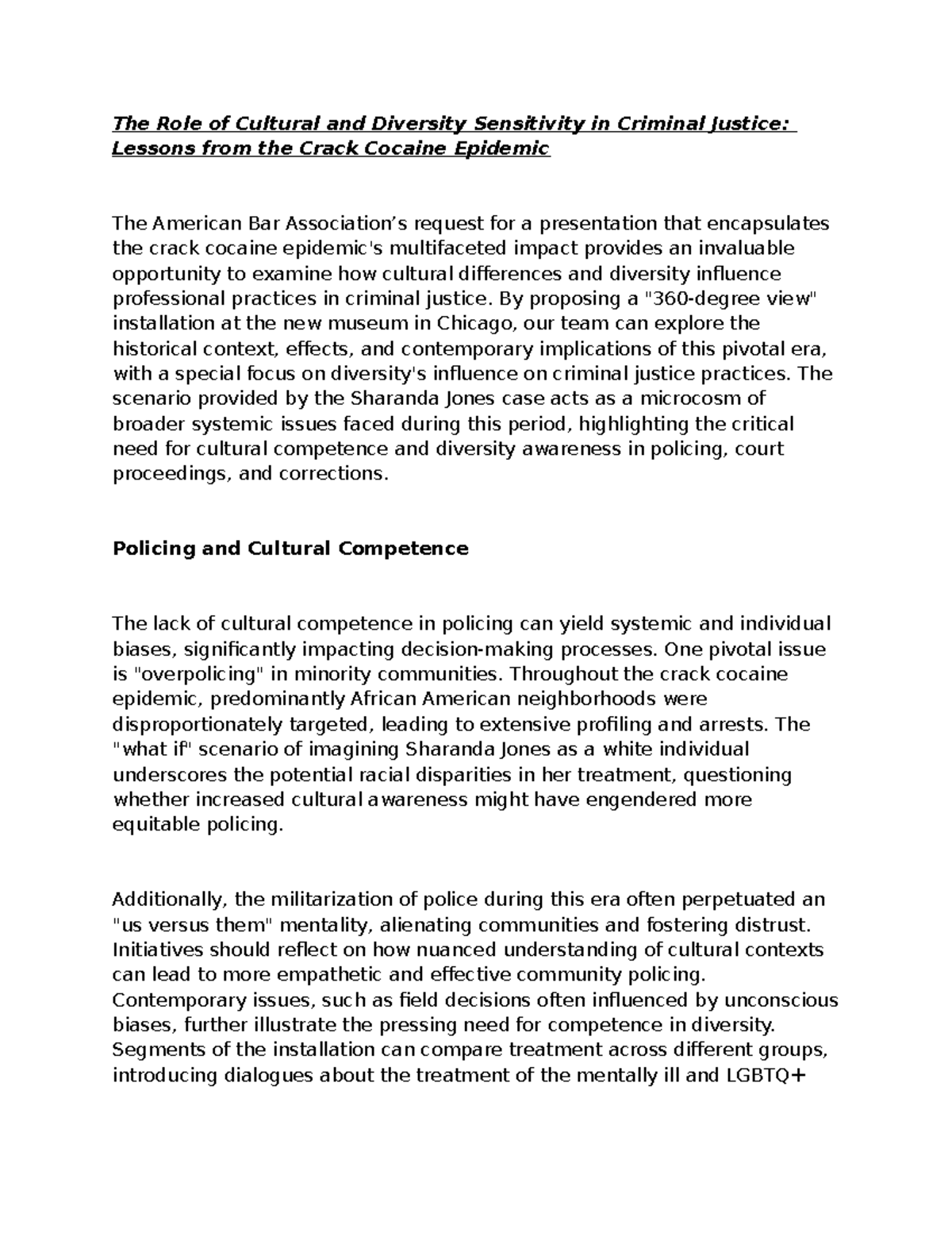 The Role of Cultural and Diversity Sensitivity in Criminal Justice ...