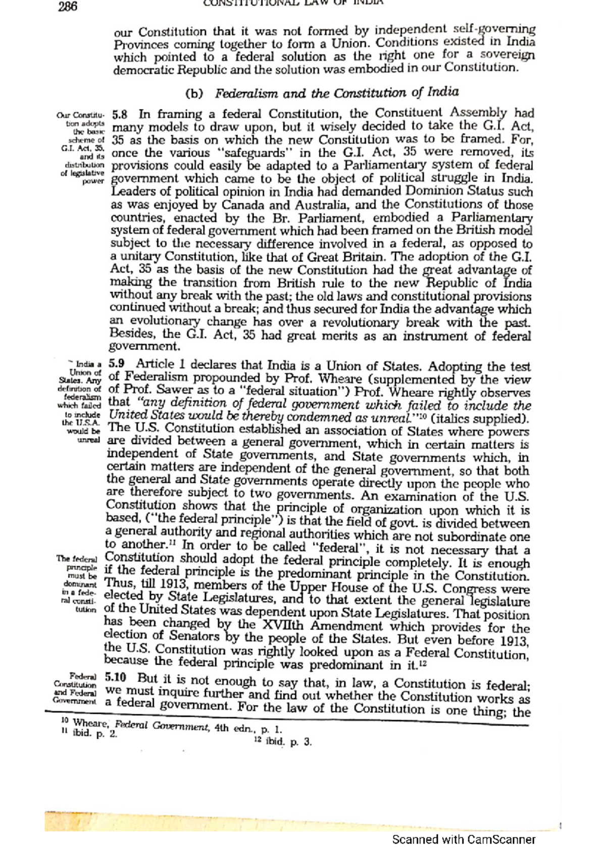 Federalism in India- H.M. Seervai - constitution - Studocu
