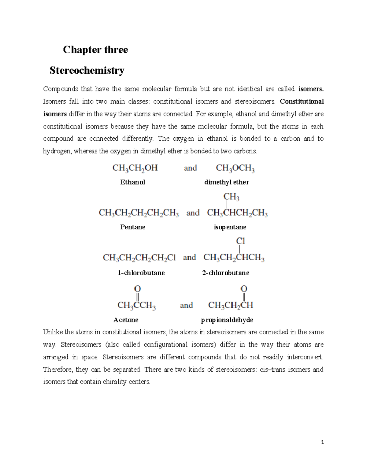 Chapter 3 - Chapter three Stereochemistry Compounds that have the same ...