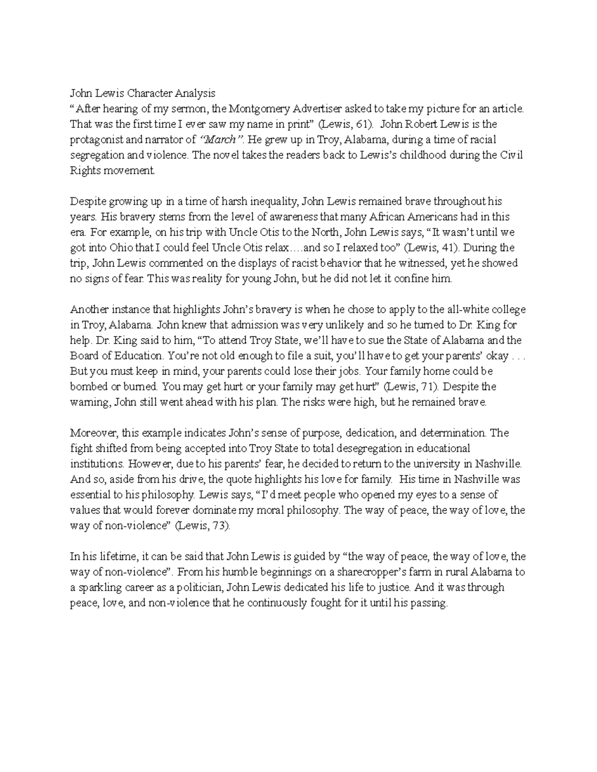 March CHaracter Analysis: John Lewis - John Lewis Character Analysis ...