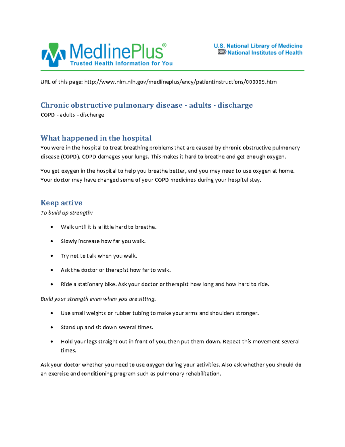 COPD Discharge Instructions - URL of this page: - Studocu