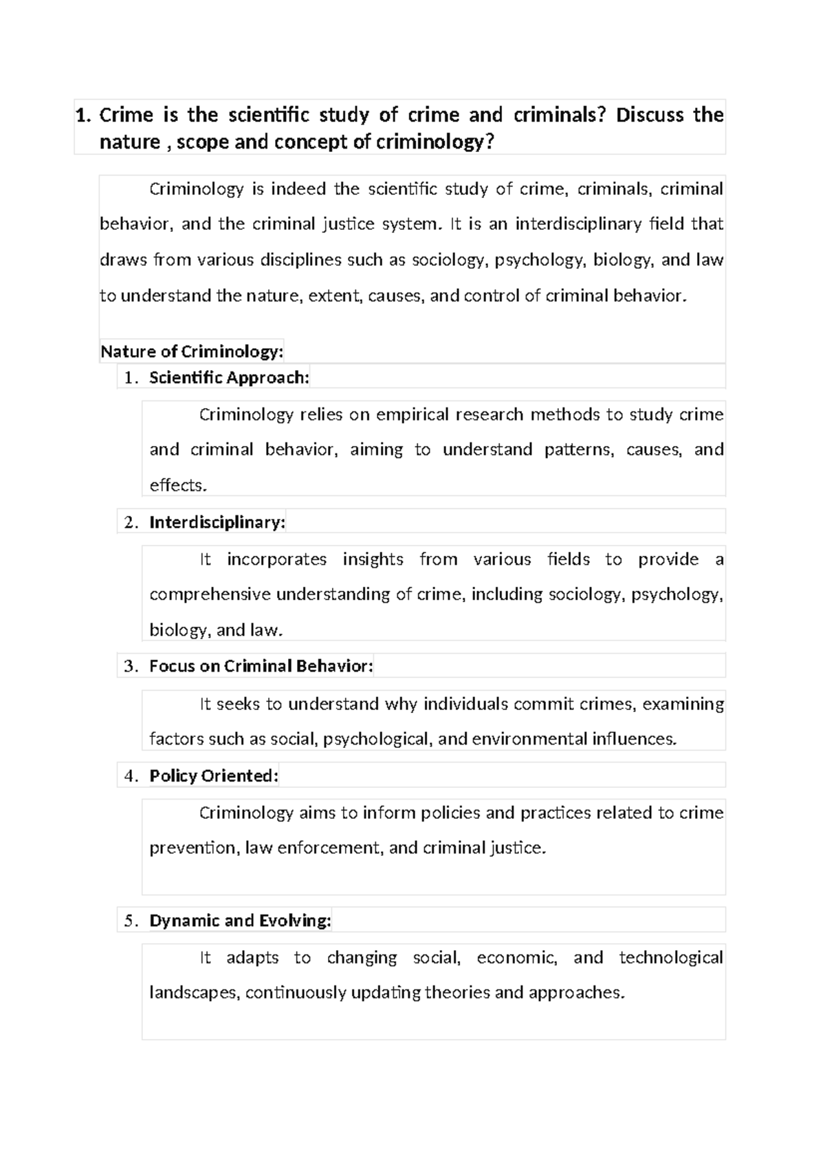 Crime is the scientific study of crime and criminals altered - 1. Crime ...