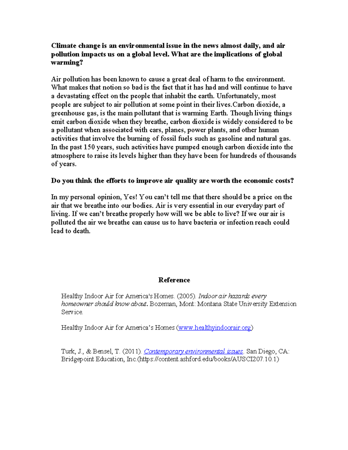 Science dc wk4 - COURSEWORK - Climate change is an environmental issue ...