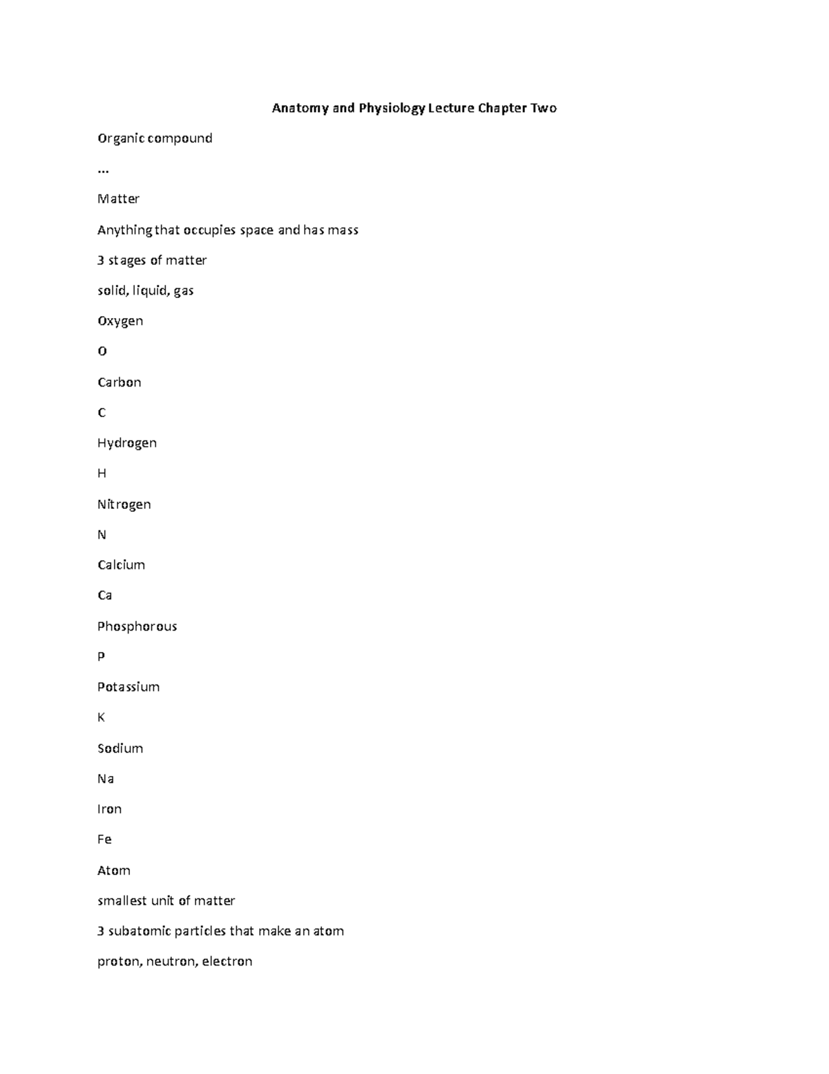 Anatomy and Physiology Lecture Chapter Two - Warning: TT: undefined function: 32 Anatomy and ...