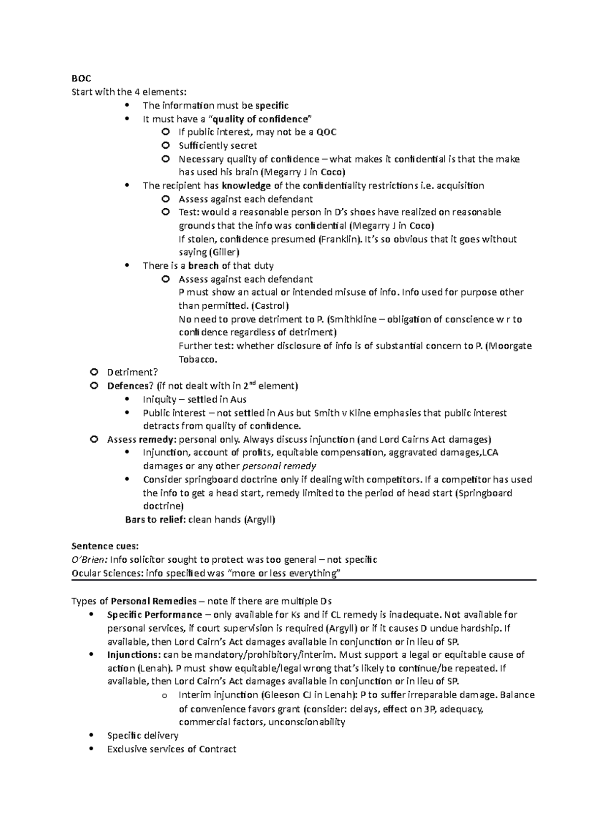 Equity Exam Summary - BOC Start with the 4 elements: The information ...