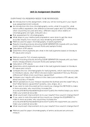 Unit-2d Checklist - Unit 2D -Assignment Checklist EVERYTHING YOU ...