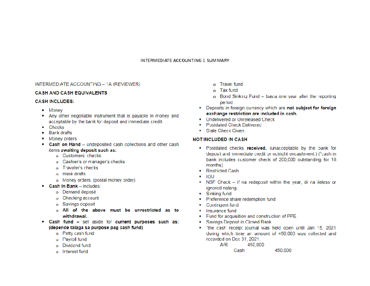 Intermediate Accounting Summary - BS accountancy - INTERMEDIATE ...