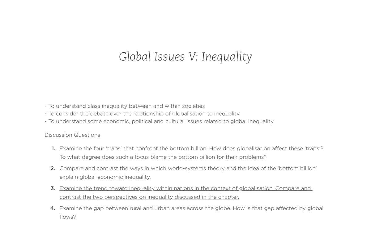GL1101E- Global Issues V Inequality - Global Issues V: Inequality To ...
