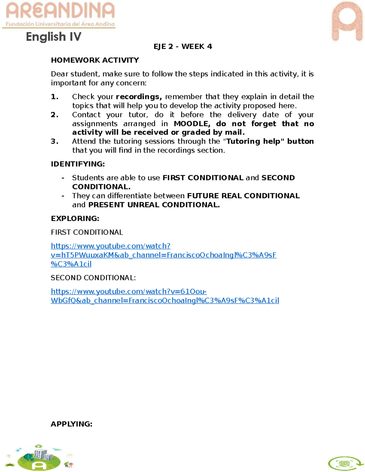 English 4 - EJE 2 - week 4 - ejercicios en ingles escritura y pronunciacion - EJE 2 - WEEK 4 ...