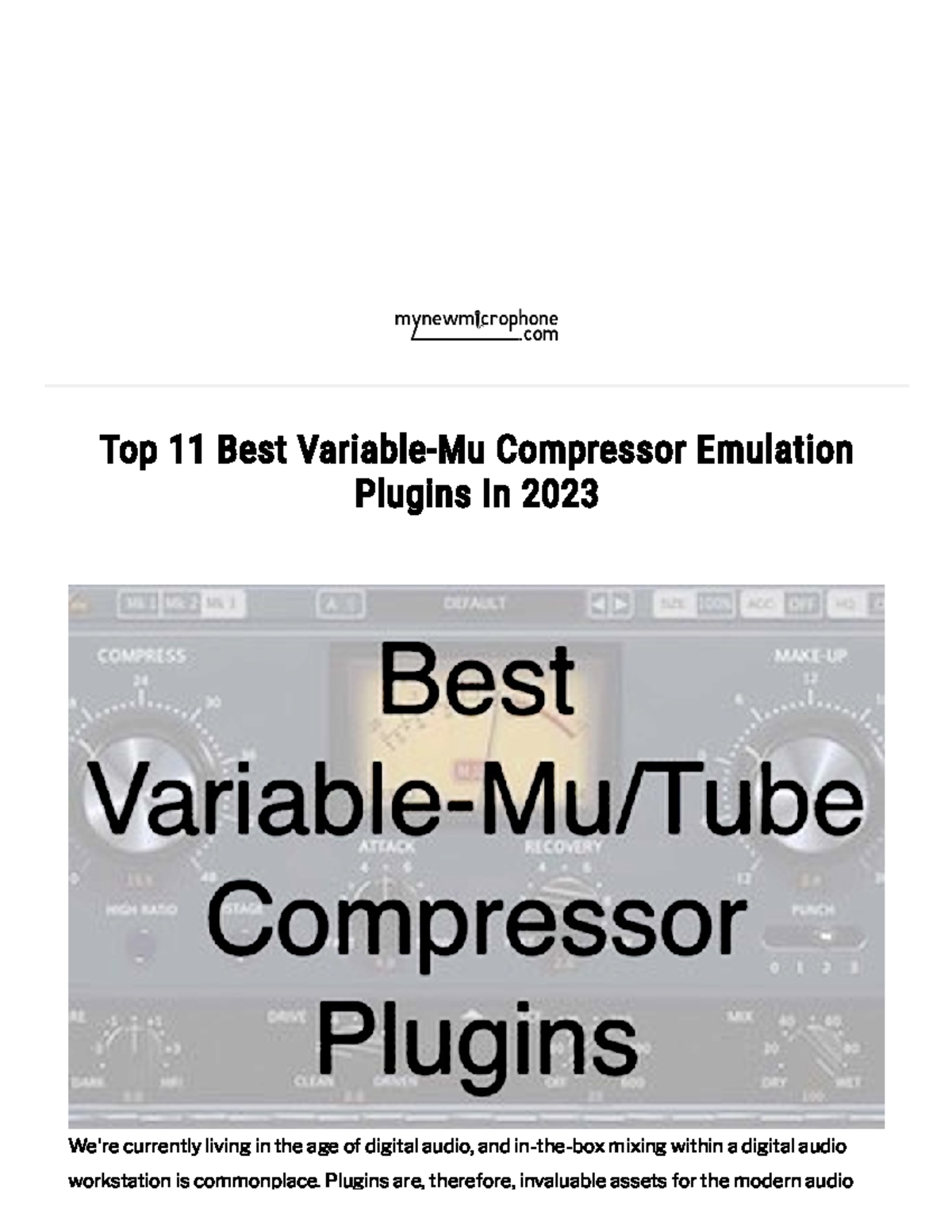 Top 11 Best Variable-Mu Compressor Emulation Plugins In 2023 – My New ...