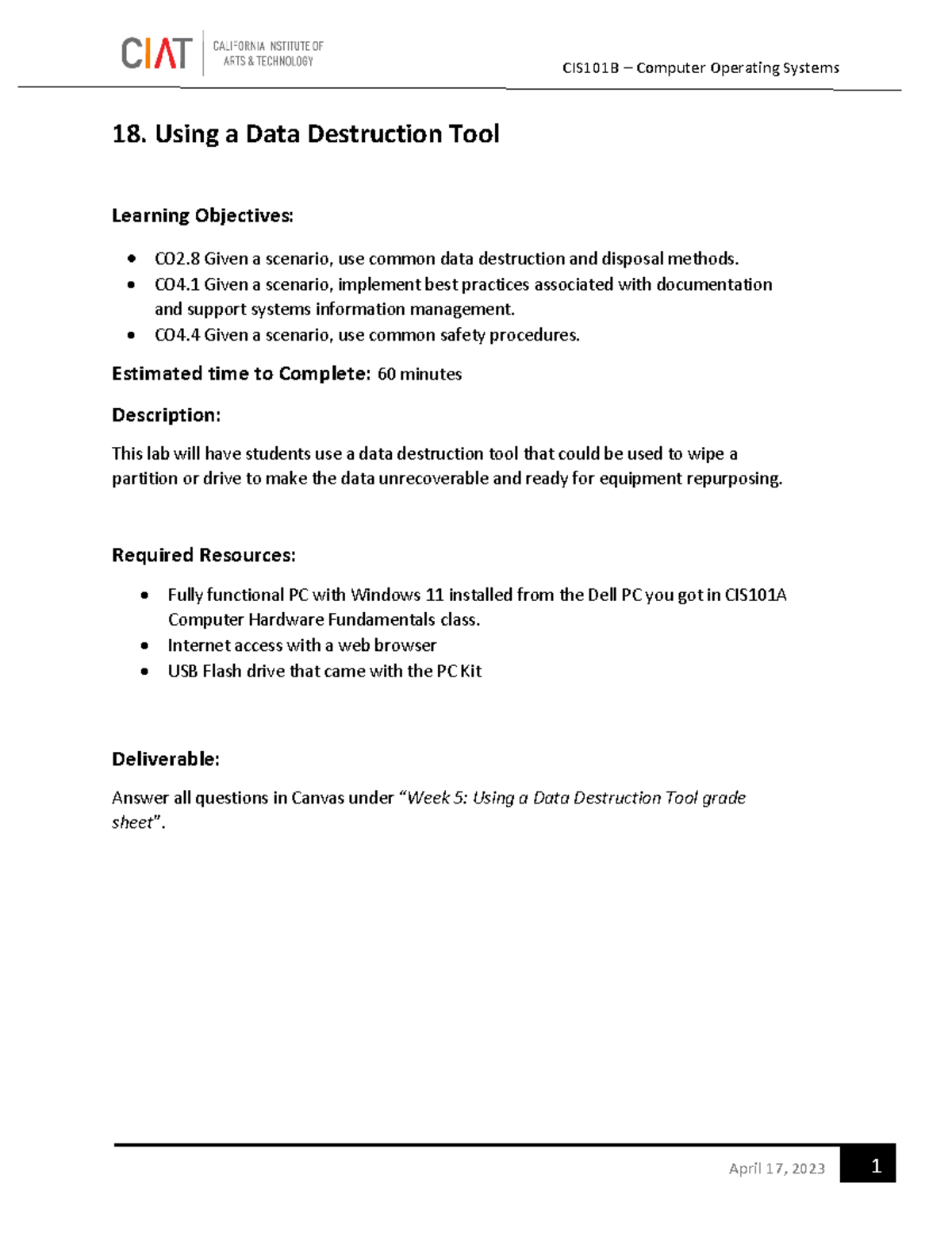 18. Using a Data Destruction Tool - 18. Using a Data Destruction Tool ...