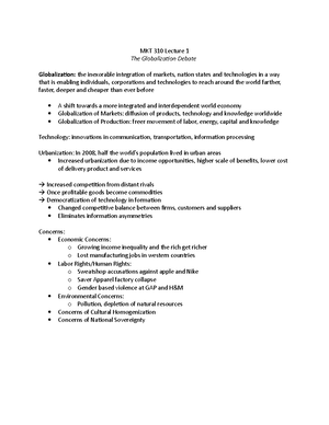 MKT 310 Lectures 2 and 4 - MKT 310 Lectures 2 & 4 National Differences ...