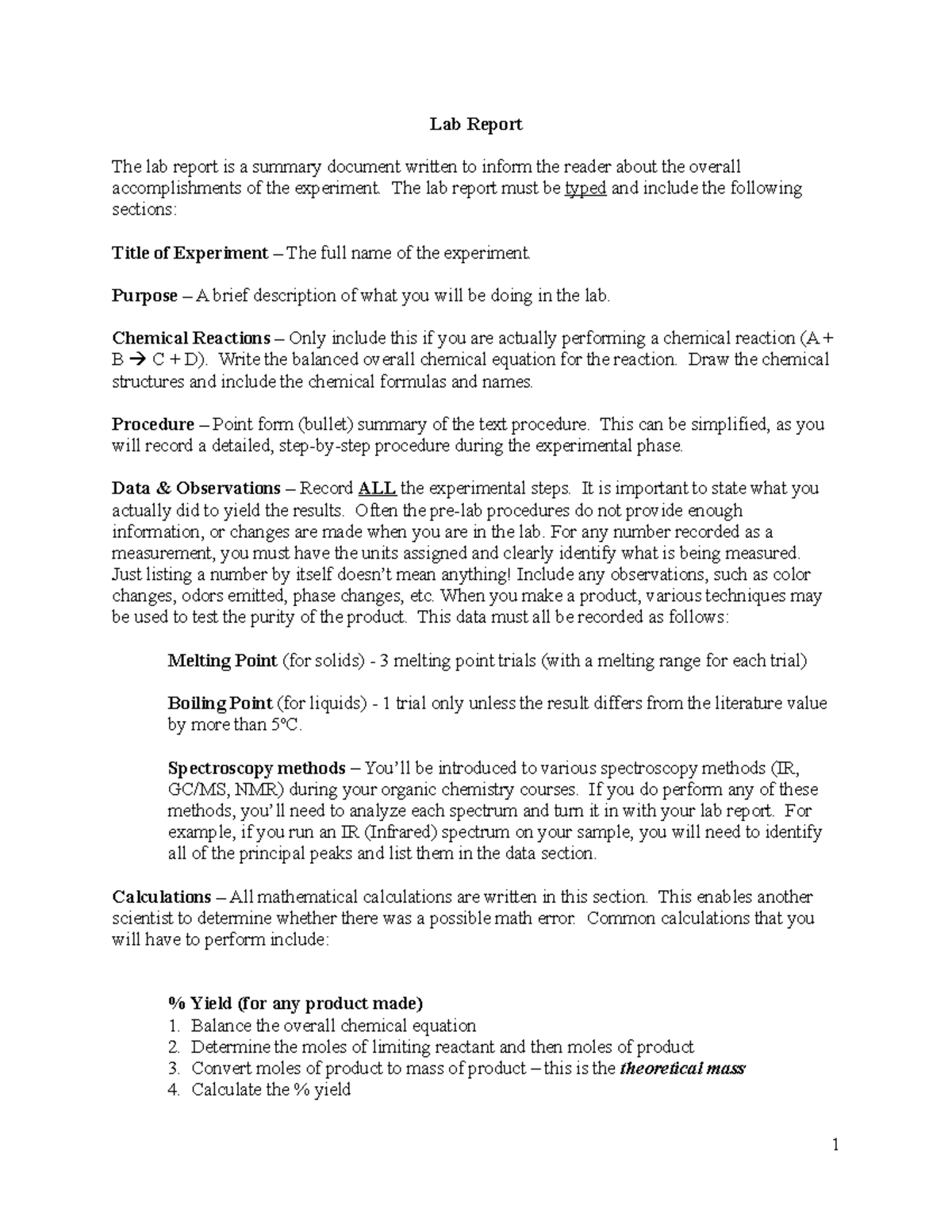 Report Format 235LL - Practice - Lab Report The lab report is a summary ...