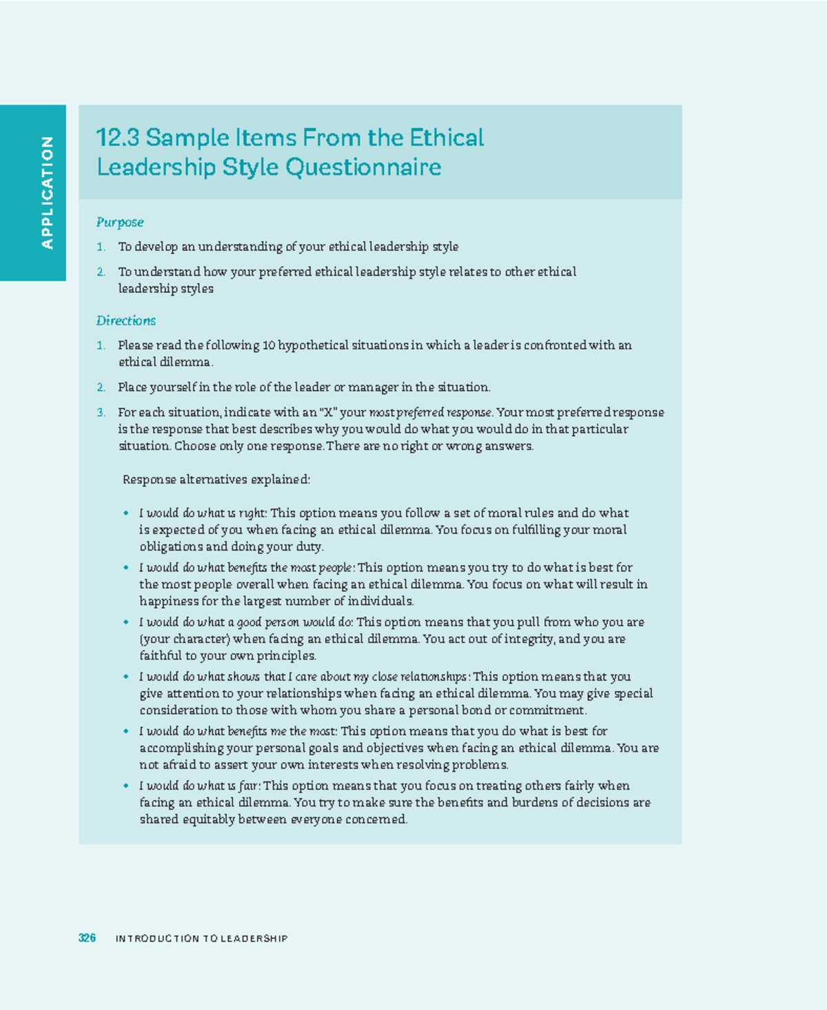 Ethical Leadership Style Questionnaire Sample Items - Studocu