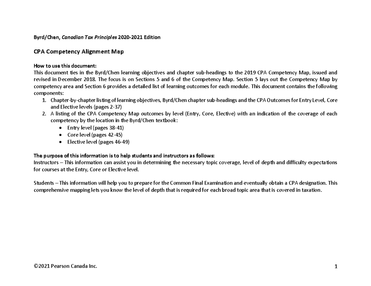 Byrd Chen 2020-2021 CPA Competency Alignment Map - Byrd/Chen, Canadian ...