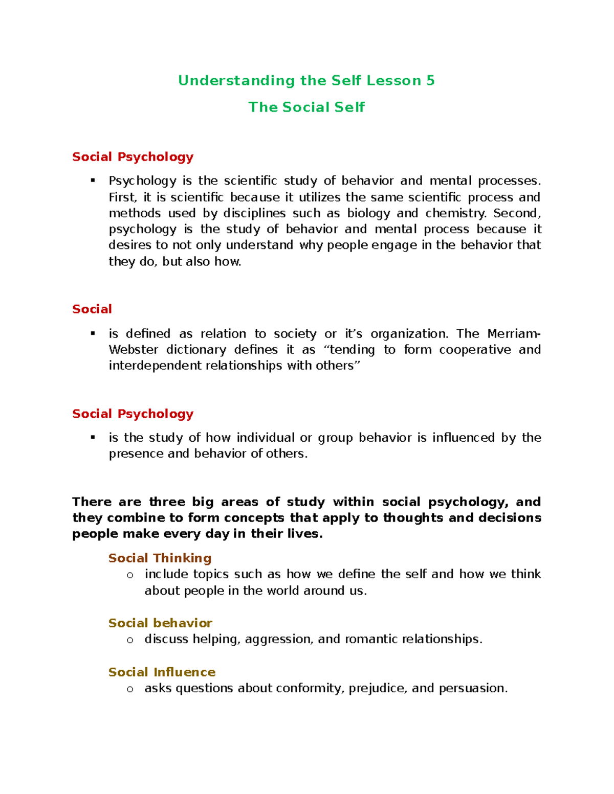 Understanding the Self Lesson 5 - AMA - Studocu