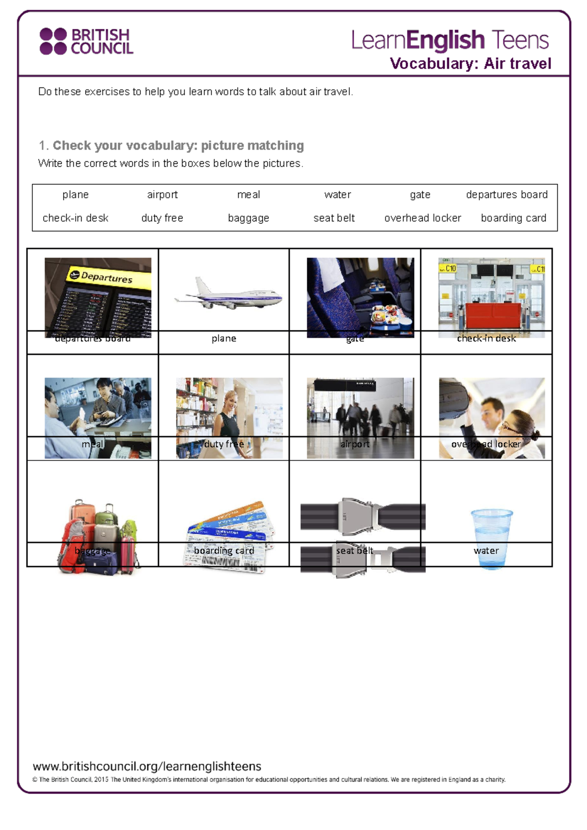 Palma Carlos vocabulary- air travel - Vocabulary: Air travel Do these ...