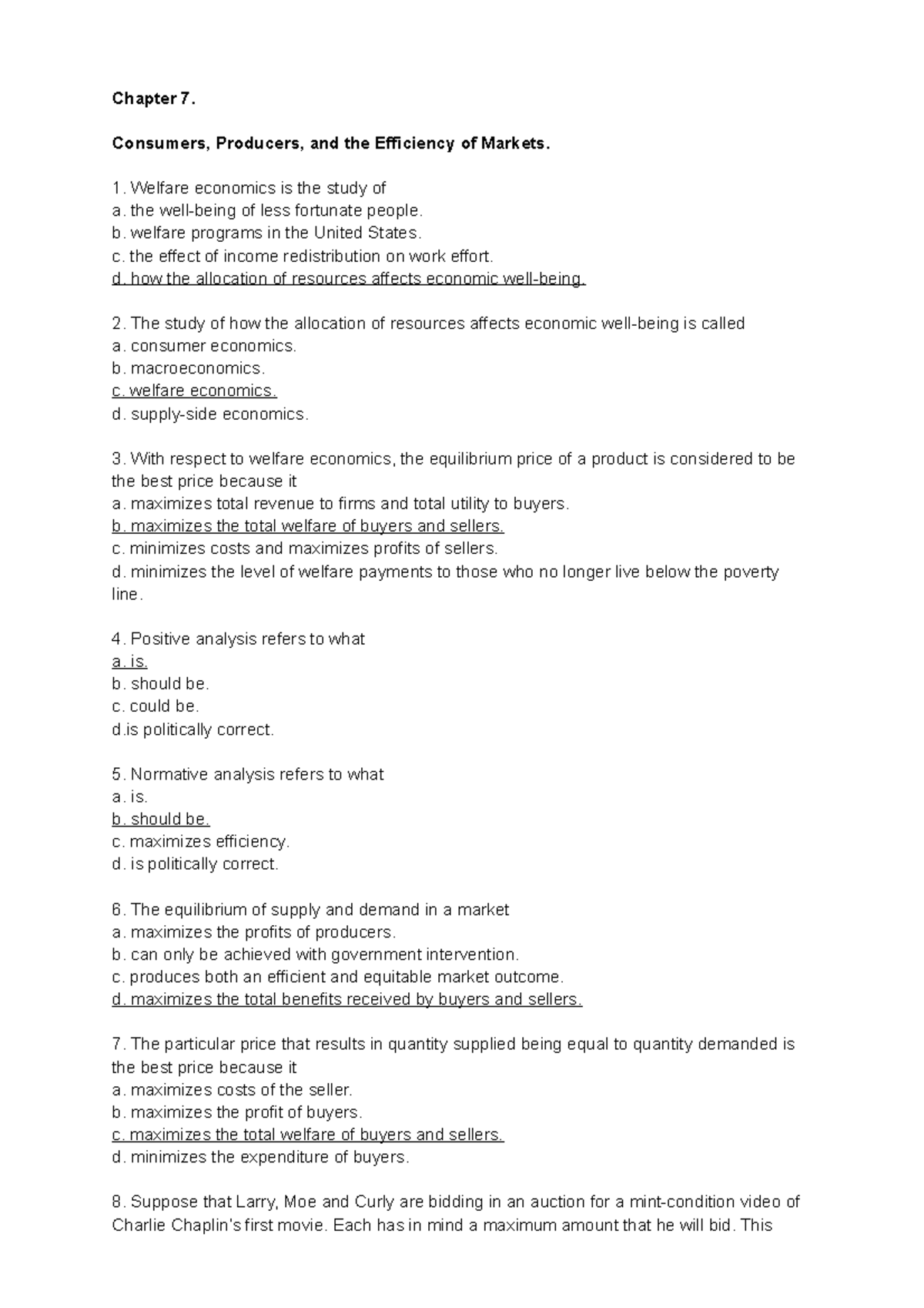 Chapter 7 Quiz - QUIZ - Chapter 7. Consumers, Producers, and the ...