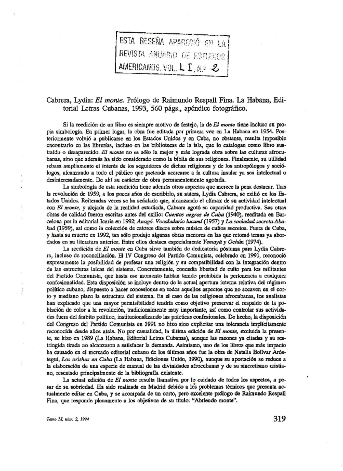 Lidia Cabrera El Monte - 768 das a través de las cuales la cultura ...