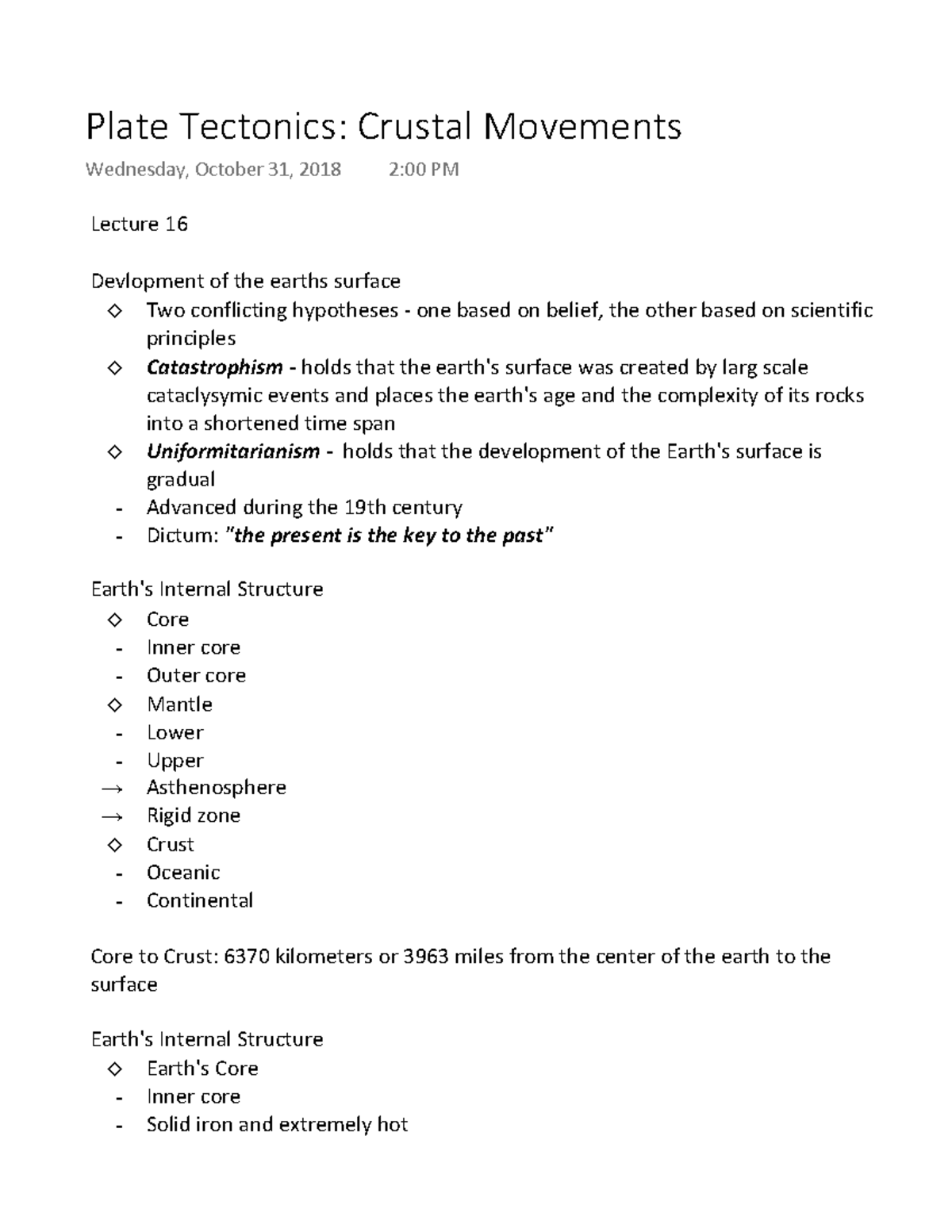 Plate Tectonics Crustal Movements - Studocu