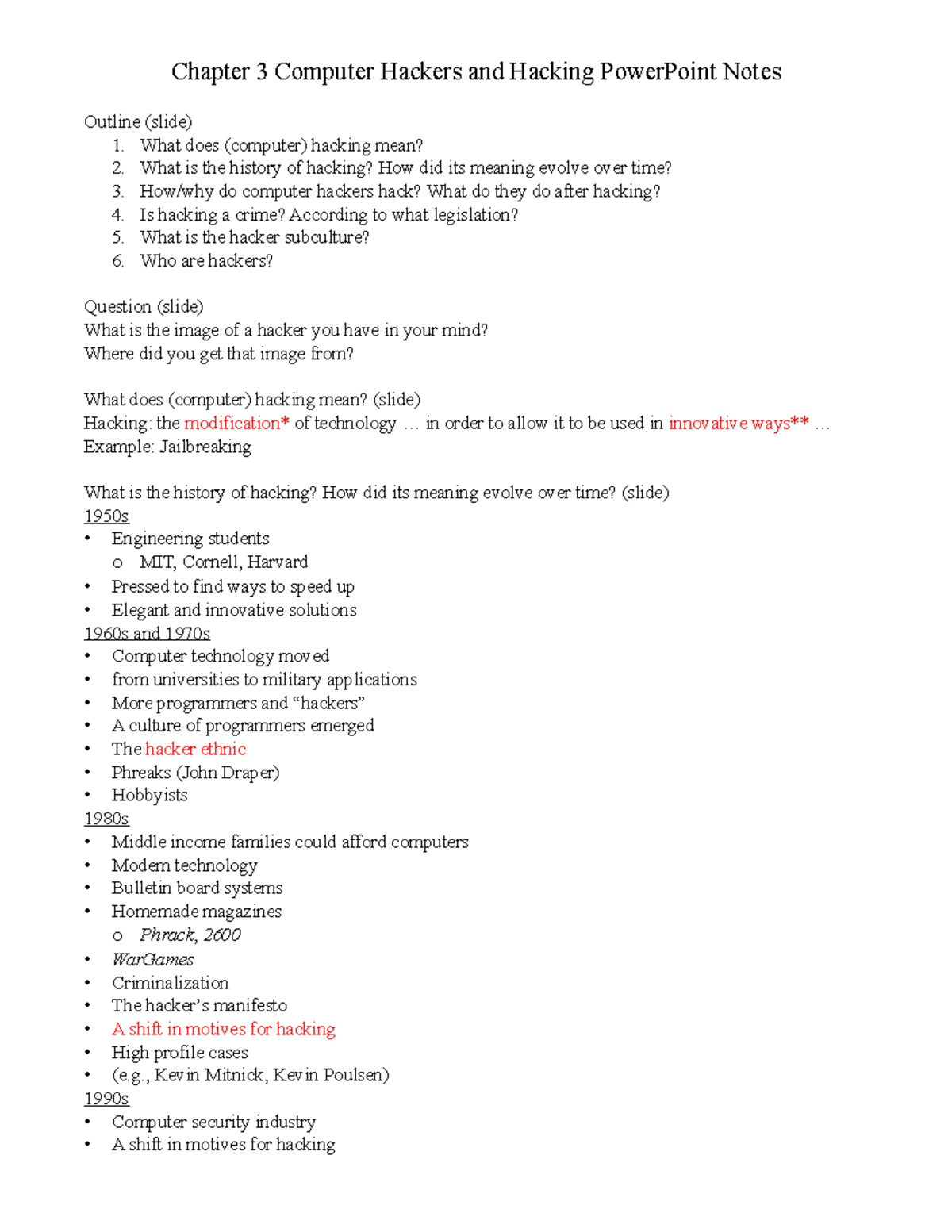 Chapter 3 Computer Hackers And Hacking Power Point Notes What Does Computer Hacking Mean 2