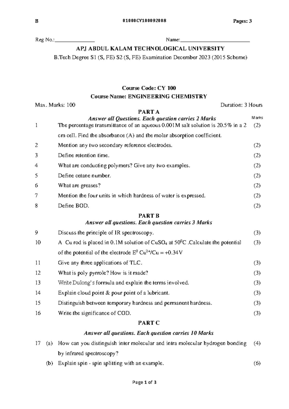CY100-O - BHBHJ - 01000CY Page 1 of 3 Course Code: CY 100 Course Name ...