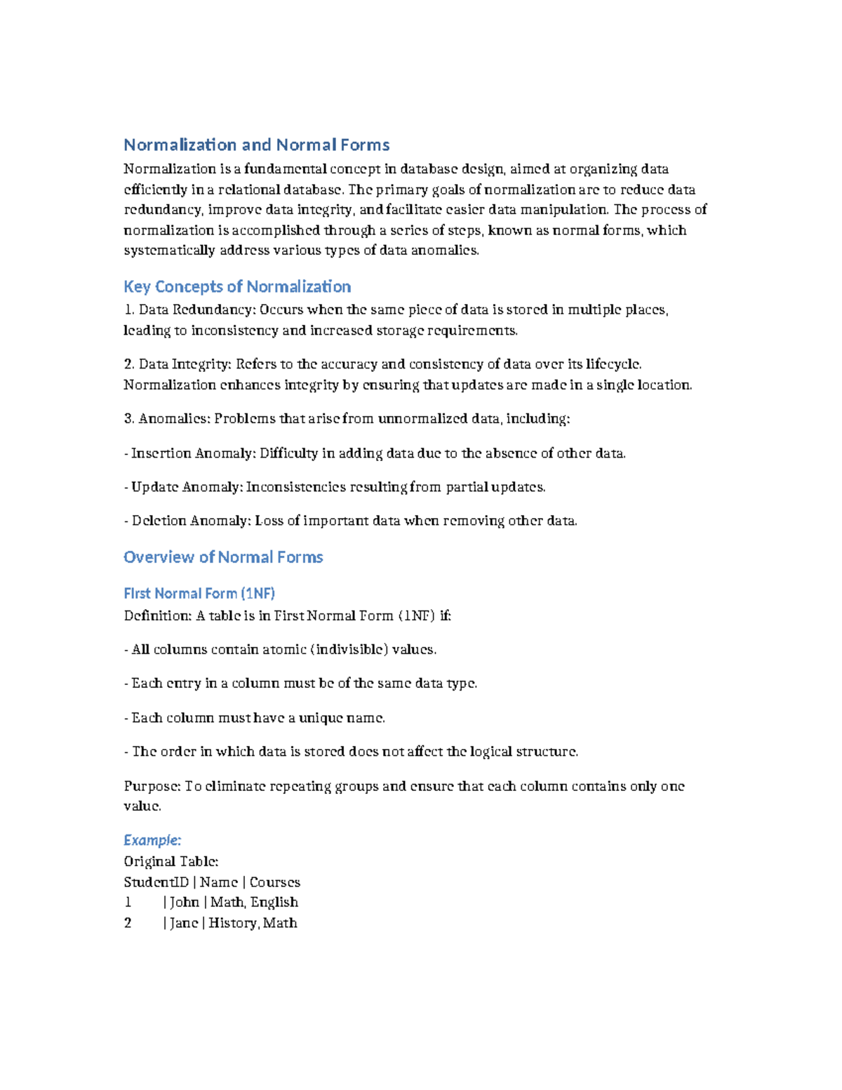 Normalization and Normal Forms - Normalization and Normal Forms ...