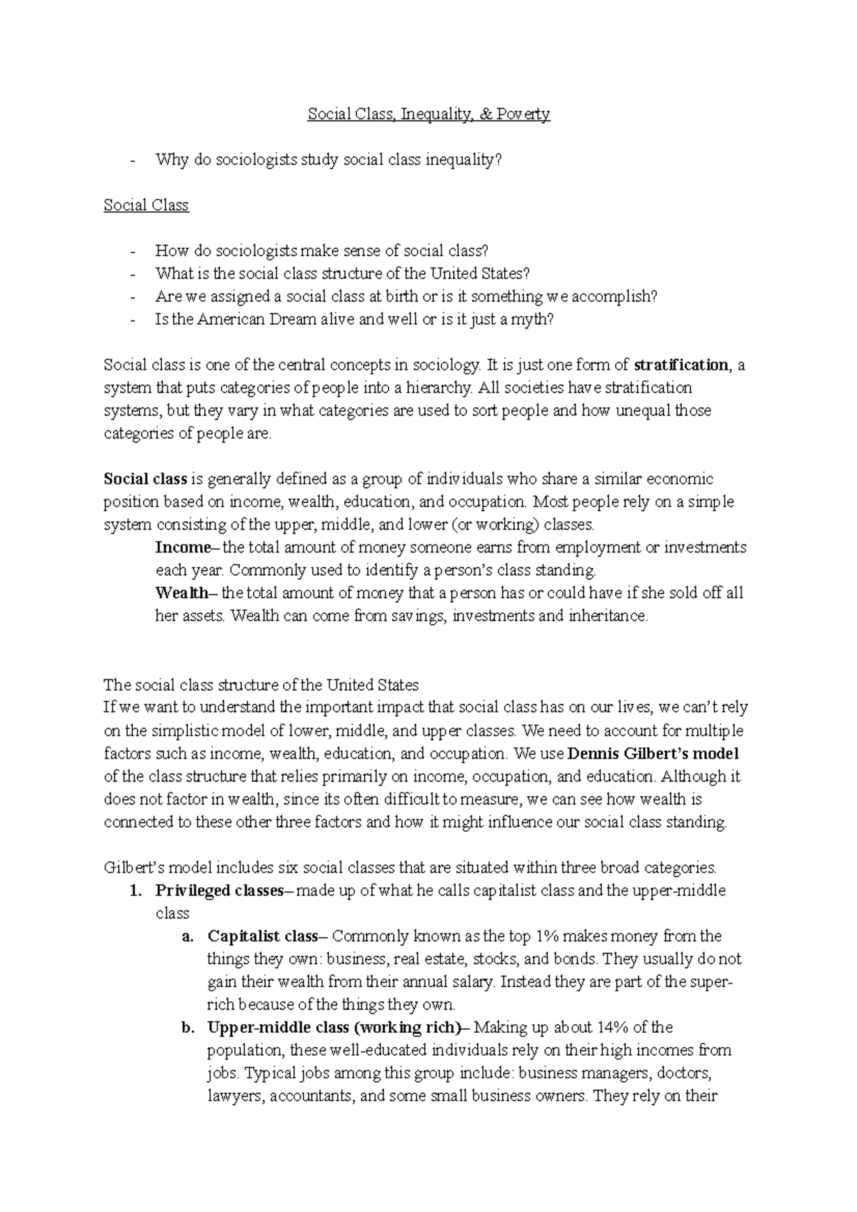 Chaper 4 Social Class, Inequality, and Poverty - Social Class ...