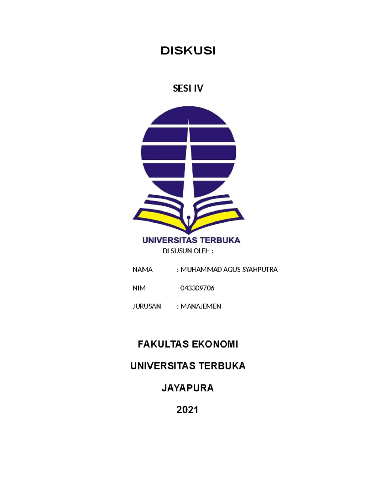 Diskusi MTK Ekonomi - Tuton - DISKUSI SESI IV DI SUSUN OLEH : NAMA ...