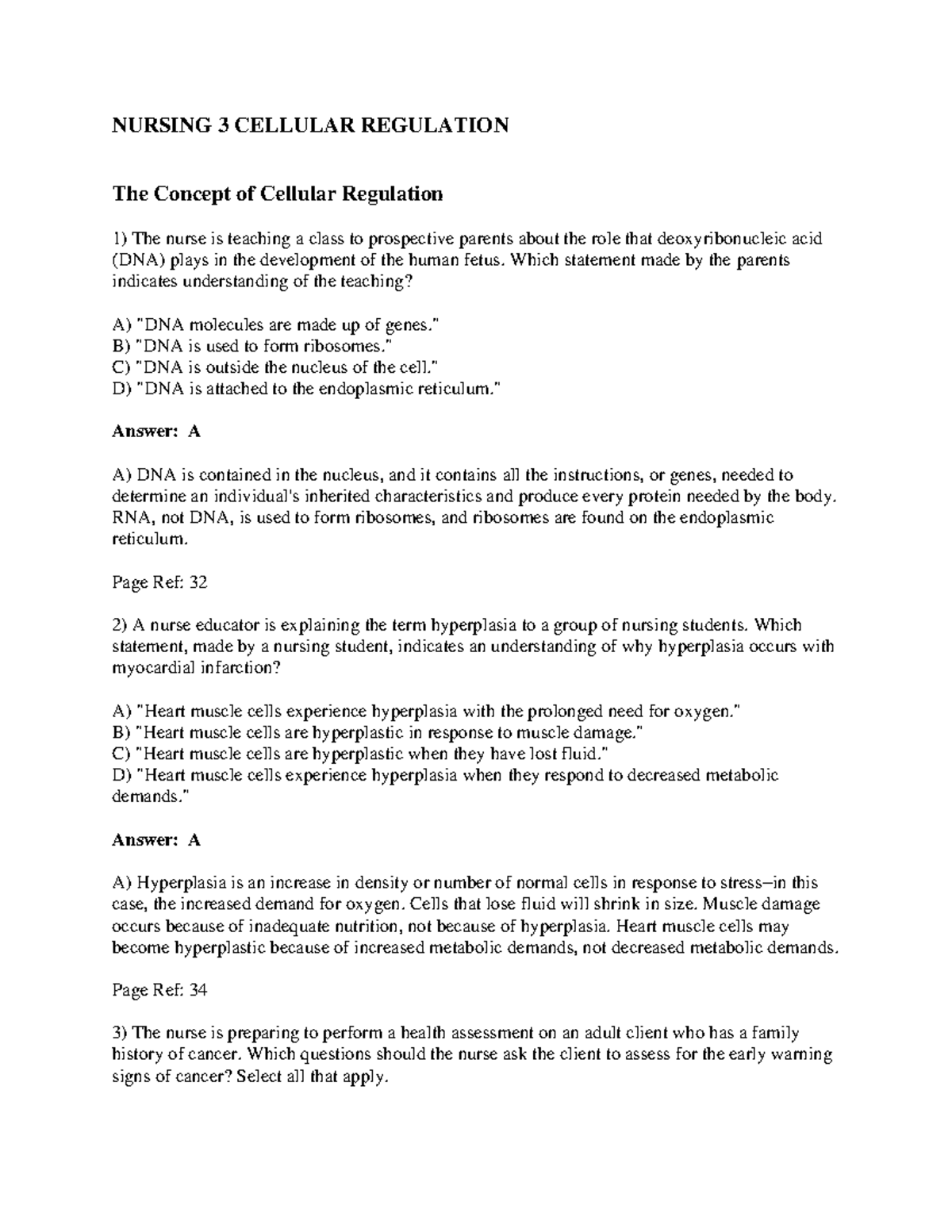 Nursing 3 Cellular Regulation - NURSING 3 CELLULAR REGULATION The ...