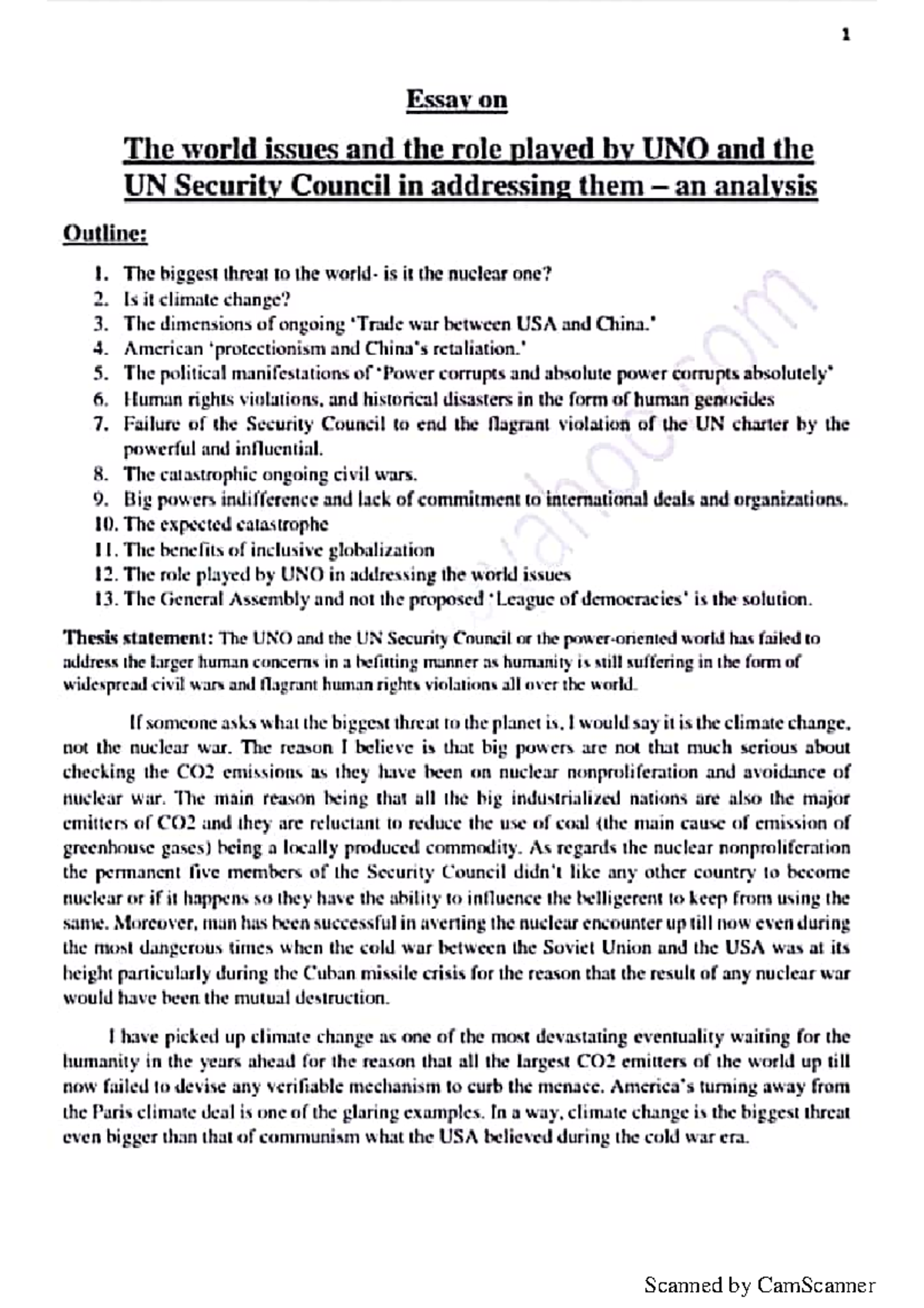 World Issues and Role Played by UNO - International relation - Studocu