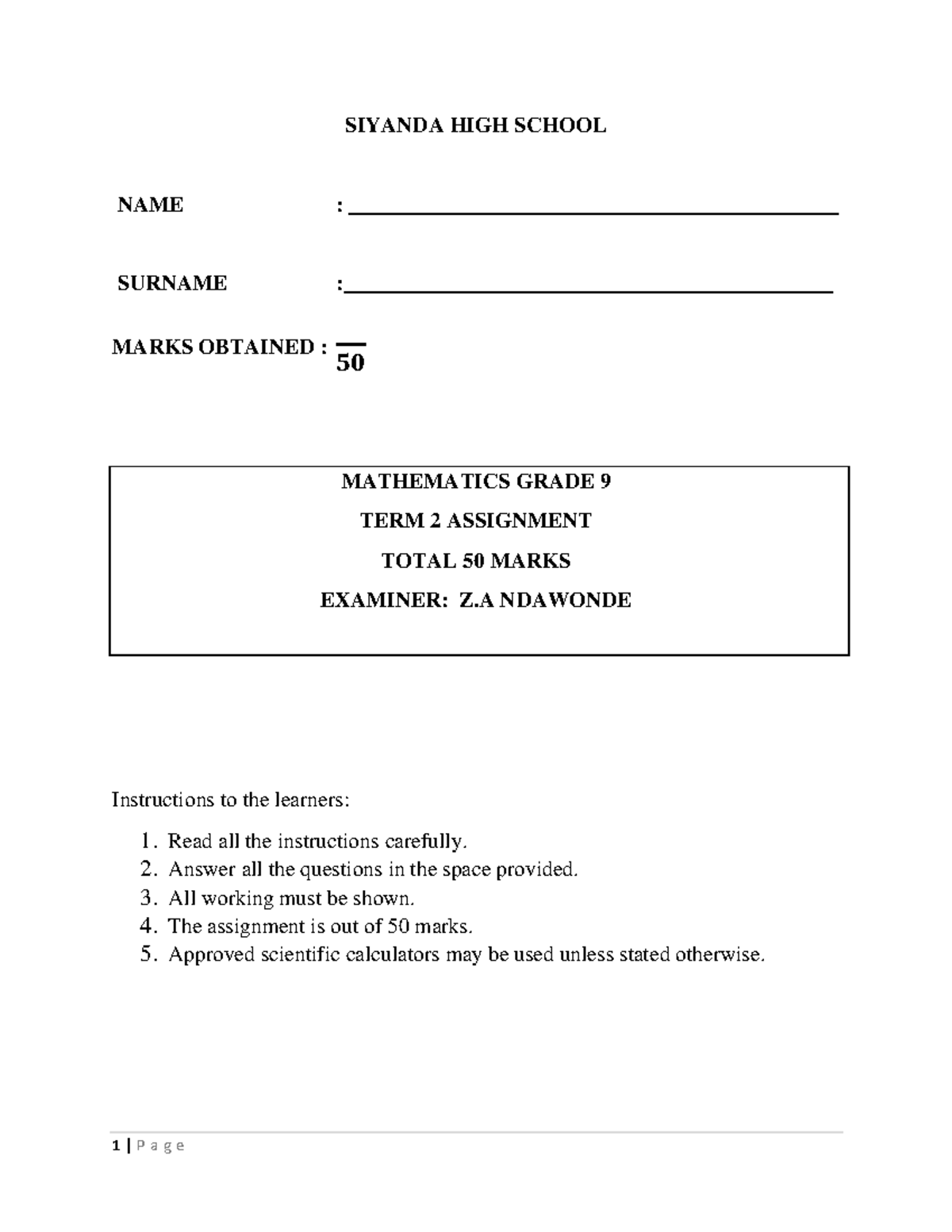 physical sciences practicals - SIYANDA HIGH SCHOOL NAME : - Studocu