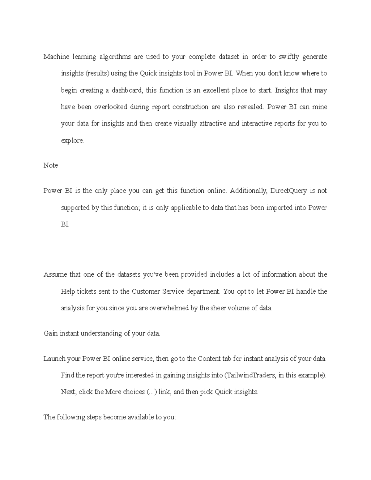 AI visuals in the Power BI - Machine learning algorithms are used to your complete dataset in ...