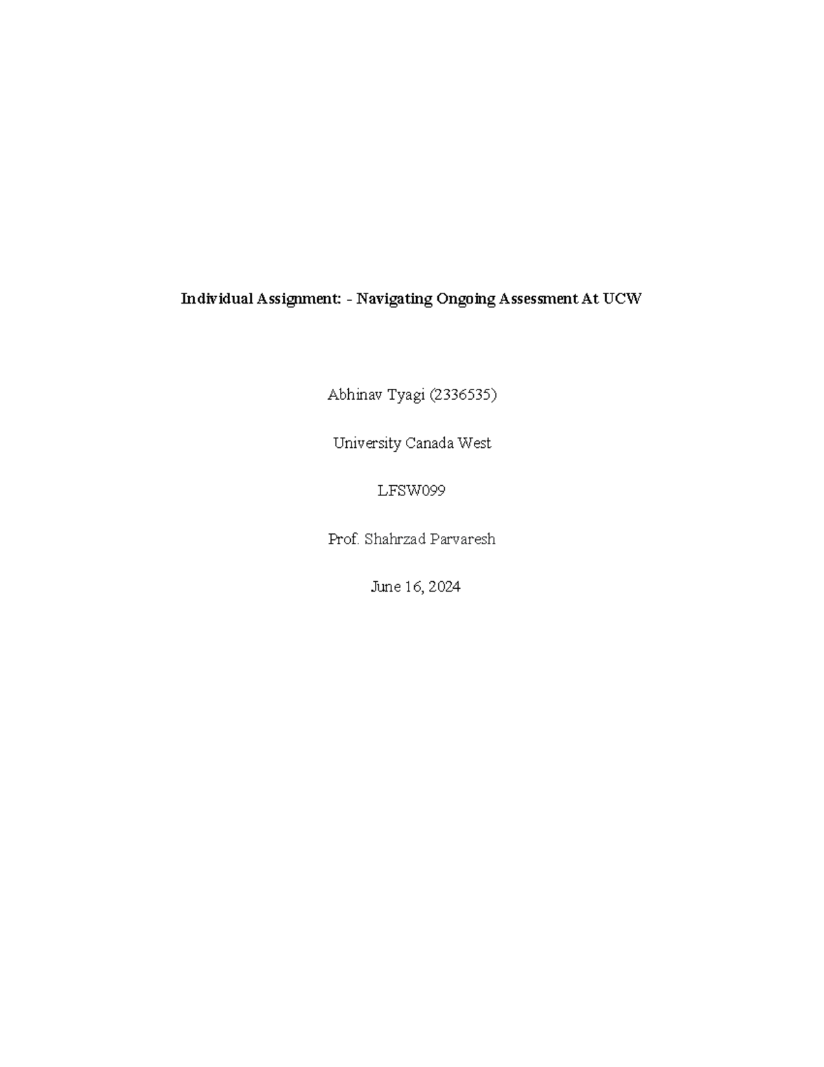 Paragraph Assignment - useful - Individual Assignment: - Navigating ...