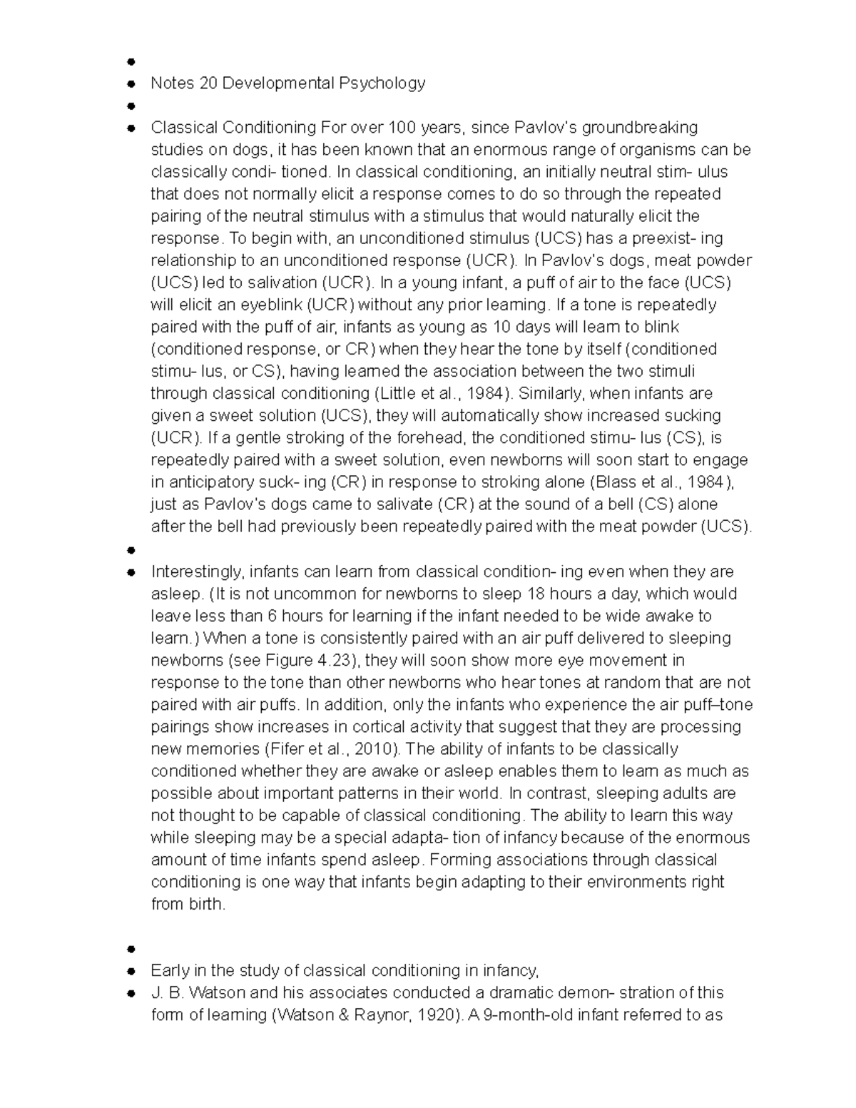 Notes 20 Developmental Psychology - Notes 20 Developmental Psychology ...