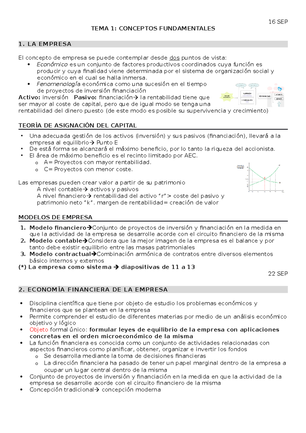 T1- Conceptos fundamentales - 16 SEP TEMA 1: CONCEPTOS FUNDAMENTALES 1. LA EMPRESA El concepto ...