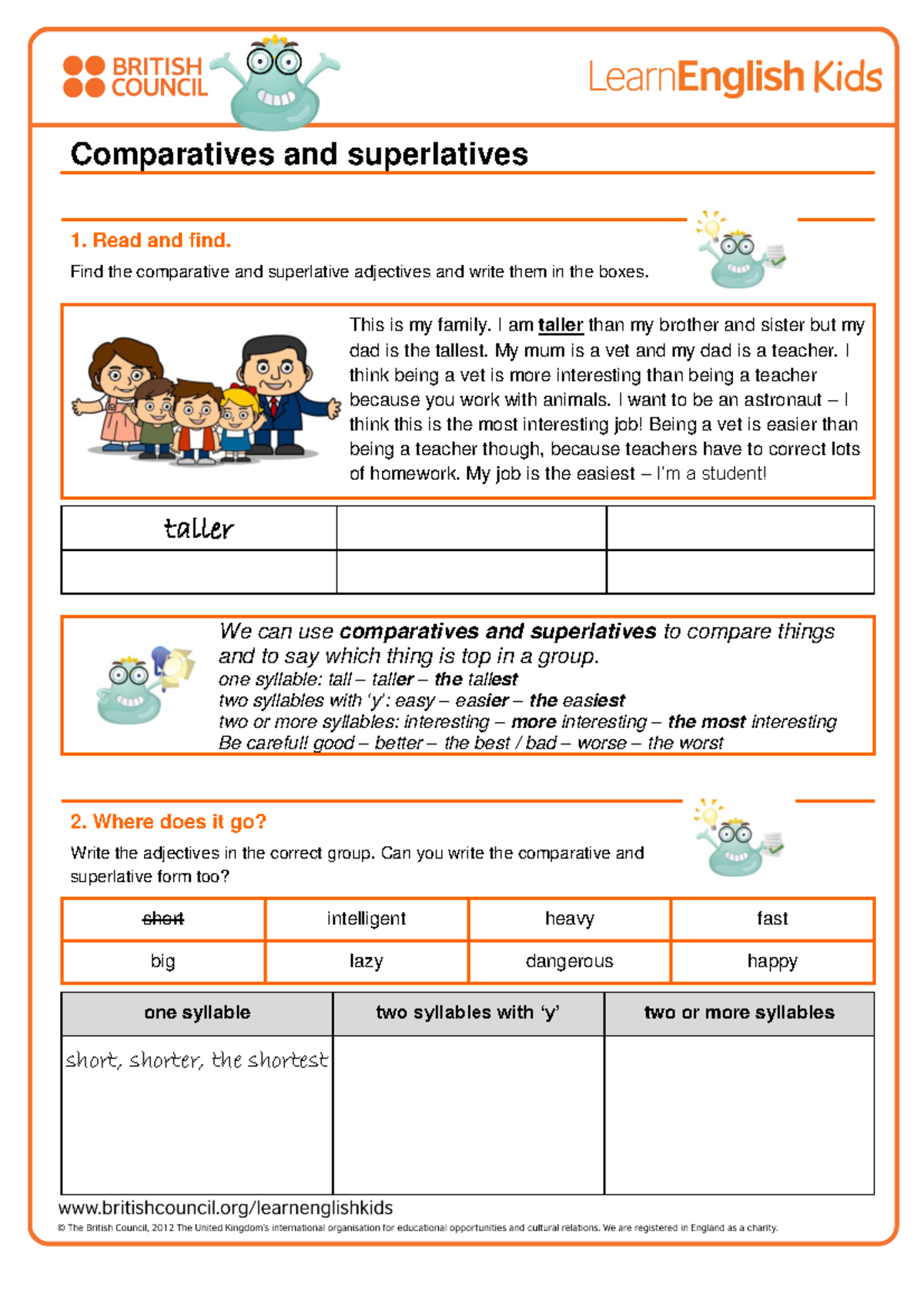 Grammar games comparatives and superlatives worksheet - Comparatives ...