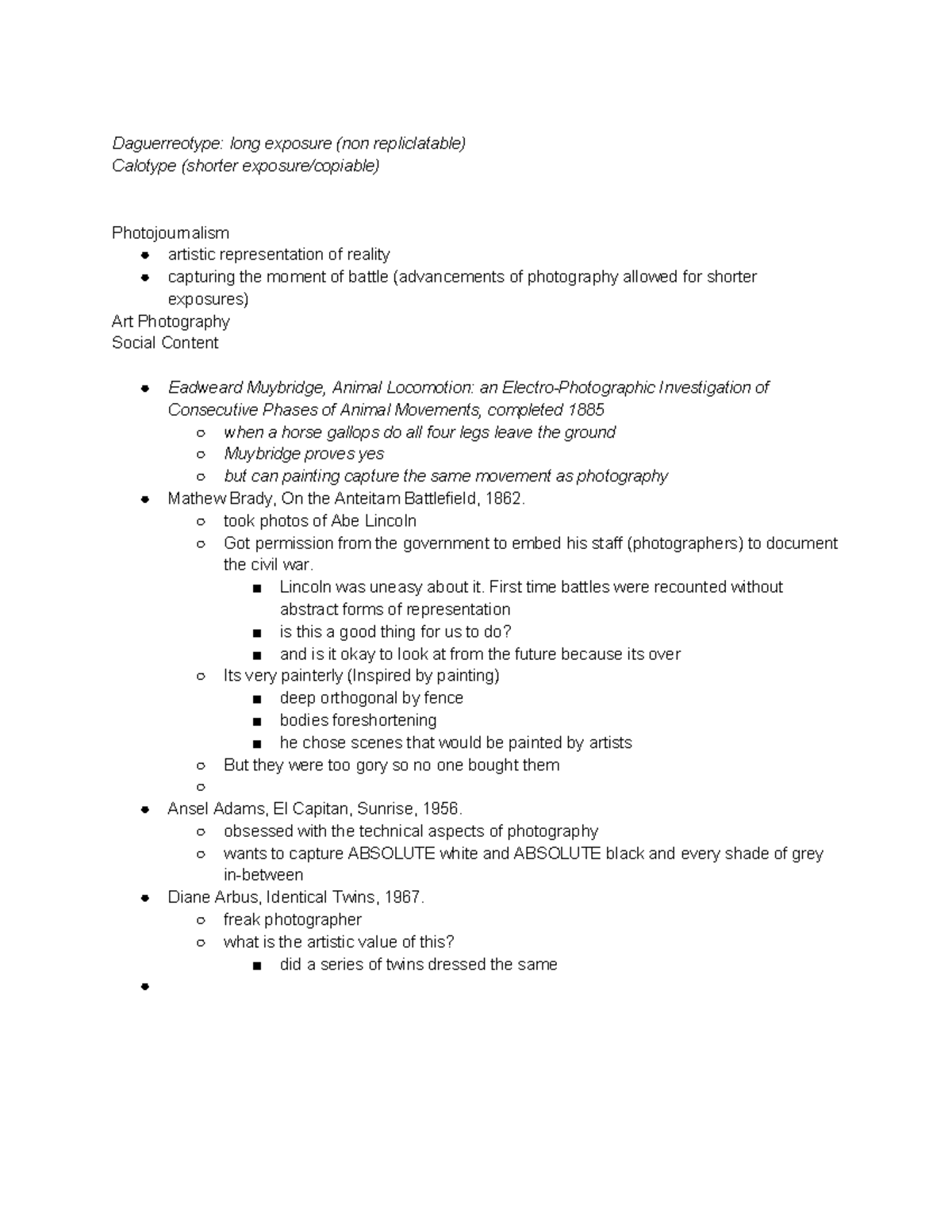 Photography - Notes in detail from Prof Verrot's Class. Any material ...