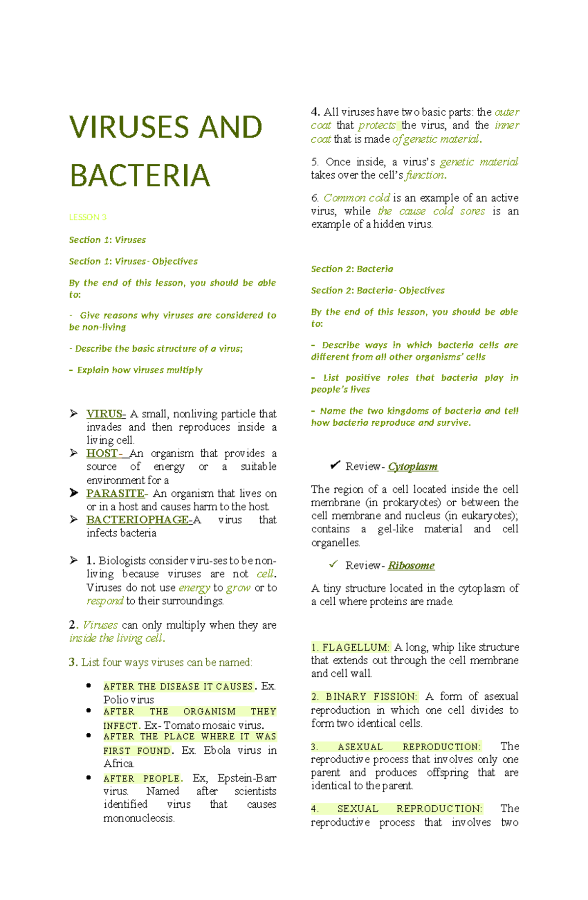 Virus-vs-Bacteriaa - Summary Microbiology and Parasitology - VIRUSES ...
